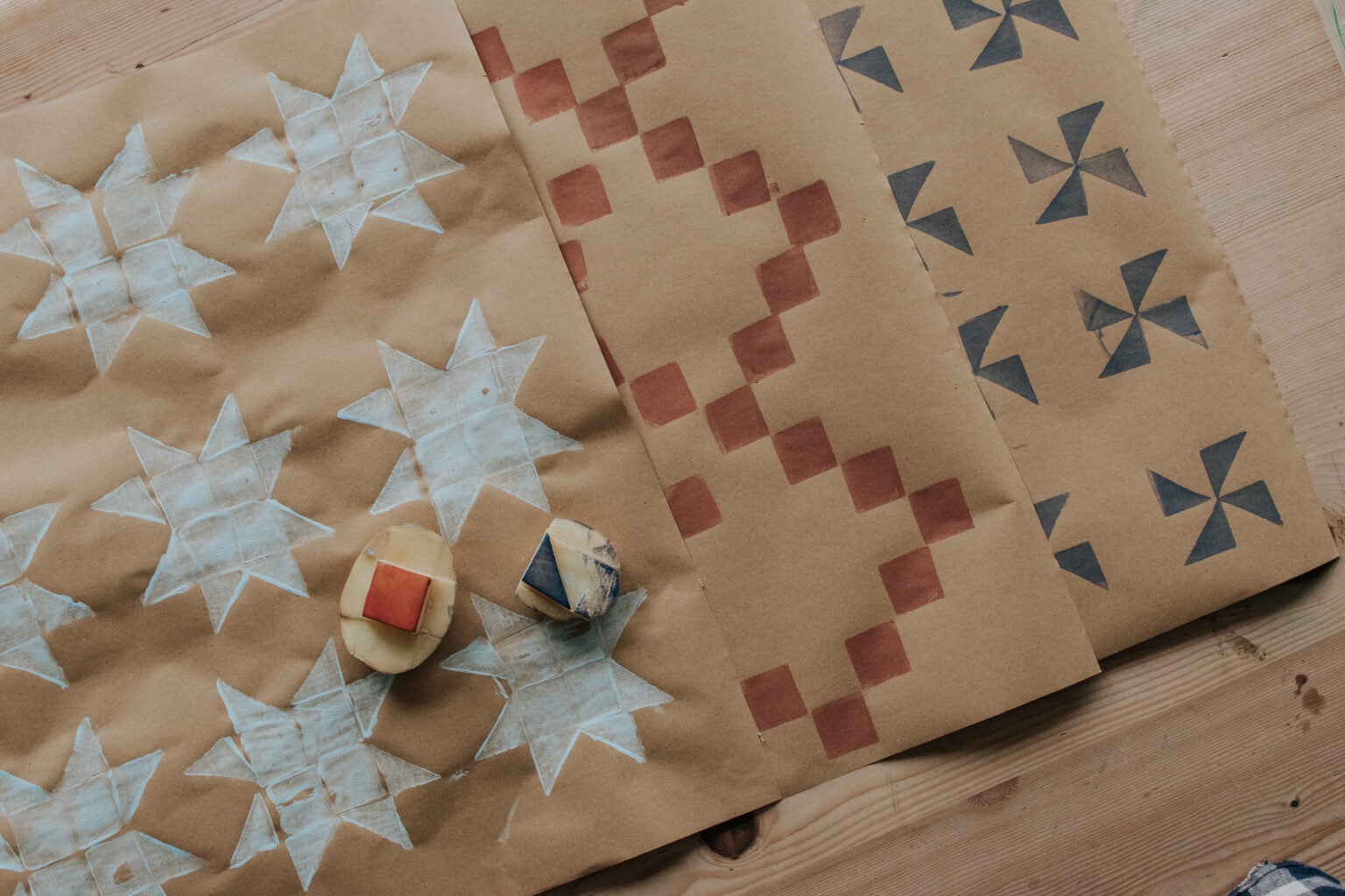 Potato Stamp Wrapping Paper (3 Delightful Designs You'll Want to Try!)
